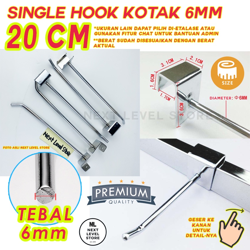 Jual Single Hook Kotak Stainless 10 15 20 25 30 cm Cantolan Besi Tebal ...