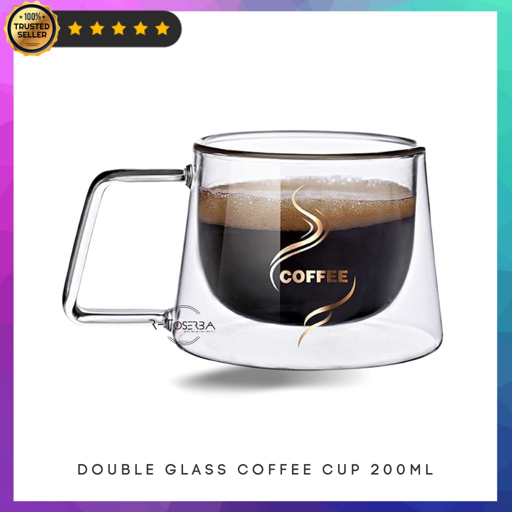 Jual Cangkir Gelas Mug Kaca Double Glass Anti Panas Cup Double Wall Insulated 200ml | Shopee ...
