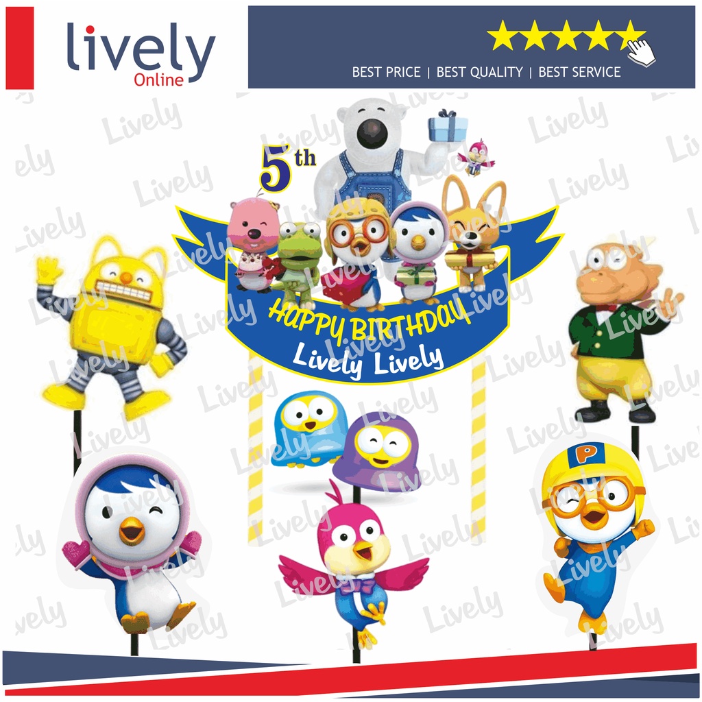 Jual CUSTOM NAMA CAKE TOPPER KARAKTER PORORO 02 HIASAN KUE ULANG TAHUN ...