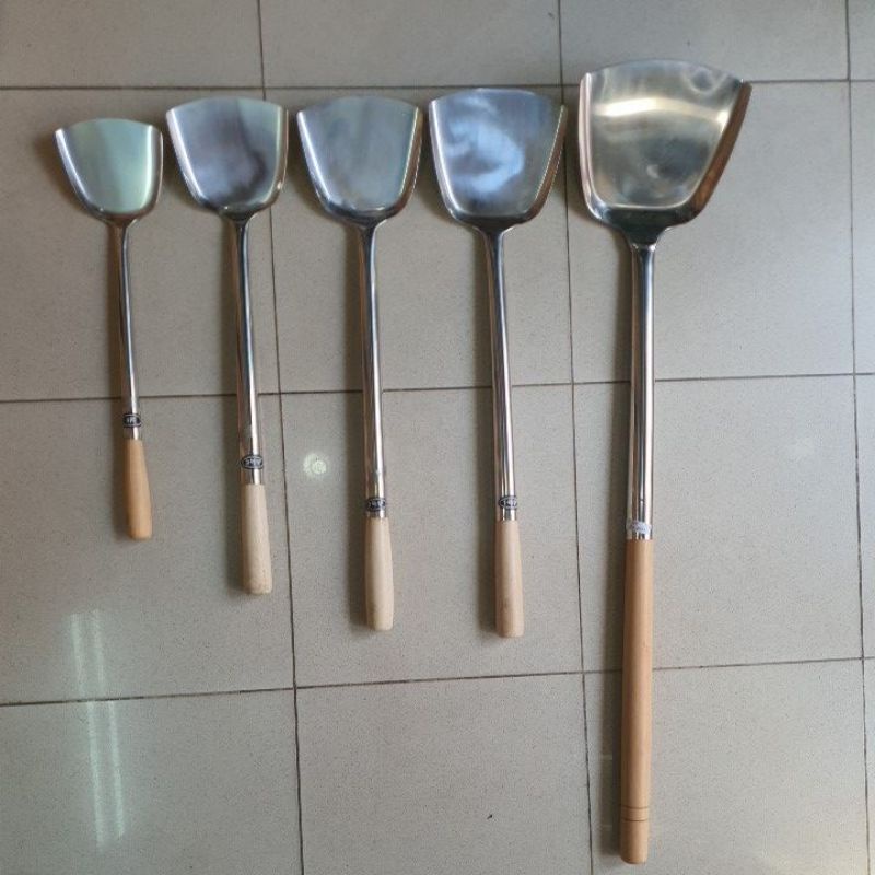 Jual Spatula Sodet Sutil Chinese Spatula handle gagang kayu | Shopee ...