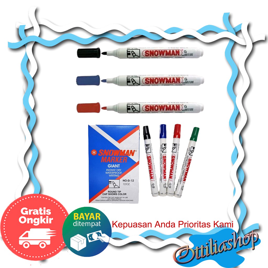 Jual SNOWMAN PERMANENT MARKER SPIDOL SNOWMAN SPIDOL PERMANENT MERAH ...