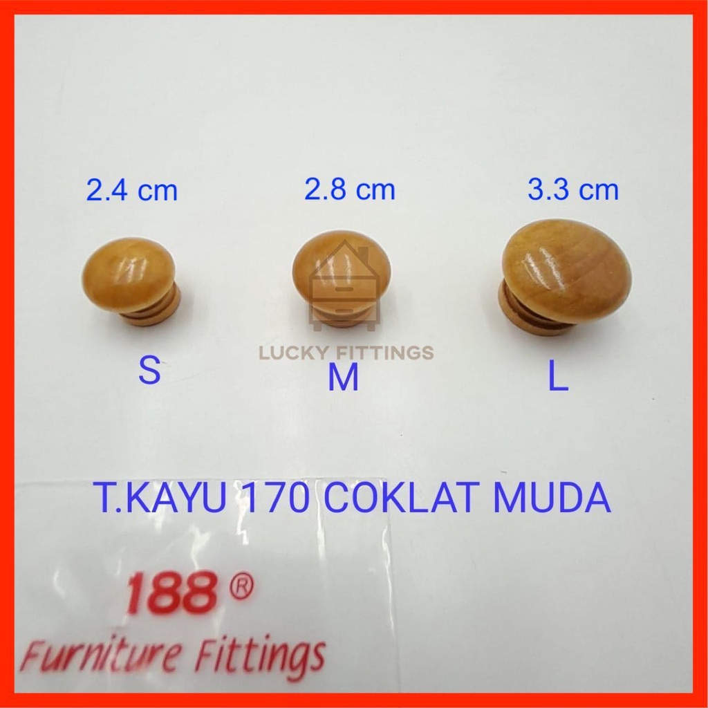 Jual Handle Tarikan Kayu 170 Cokelat Coklat Knob Muda Bulat Laci Pintu ...