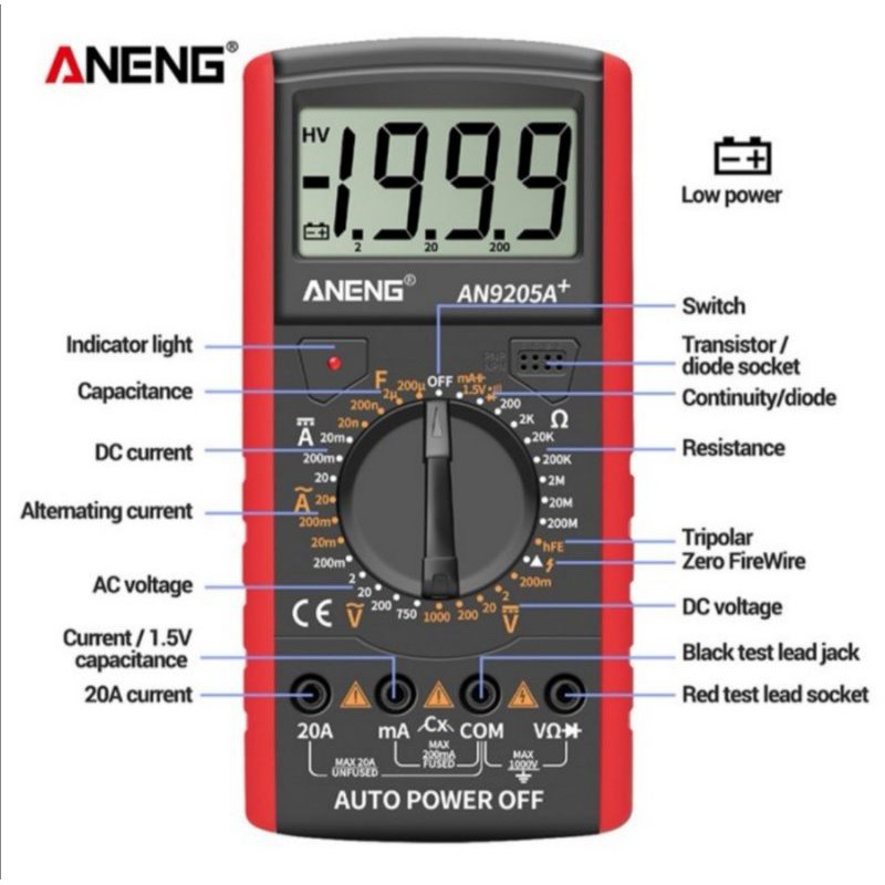 Jual Multitester / Multimeter / Avometer DIGITAL Landeks DT-9205A ...