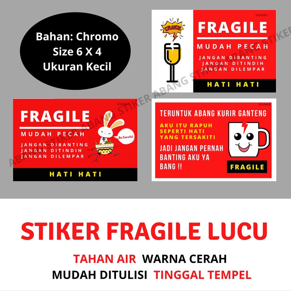 Jual Stiker Fragile Lucu 6 x 4 cm ( Sticker Fragile) | Shopee Indonesia