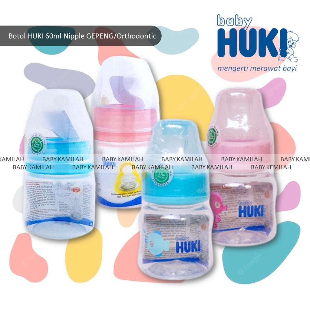 Jual Baby Huki Botol Susu PP SP Round 60 ML - Dot Gepeng Nipple ...