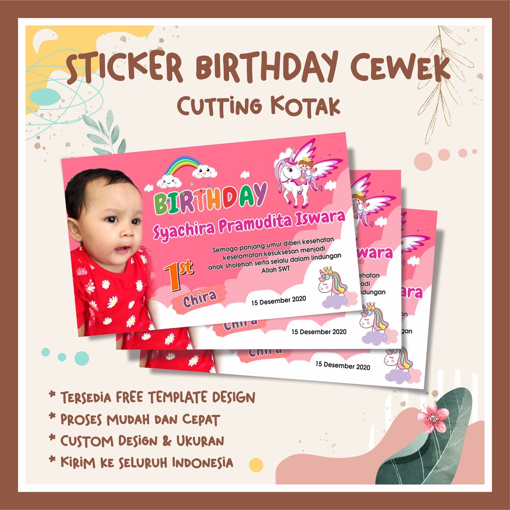 Jual Sticker Birthday Cewek Stiker Ulang Tahun Ultah Custom Kotak ...
