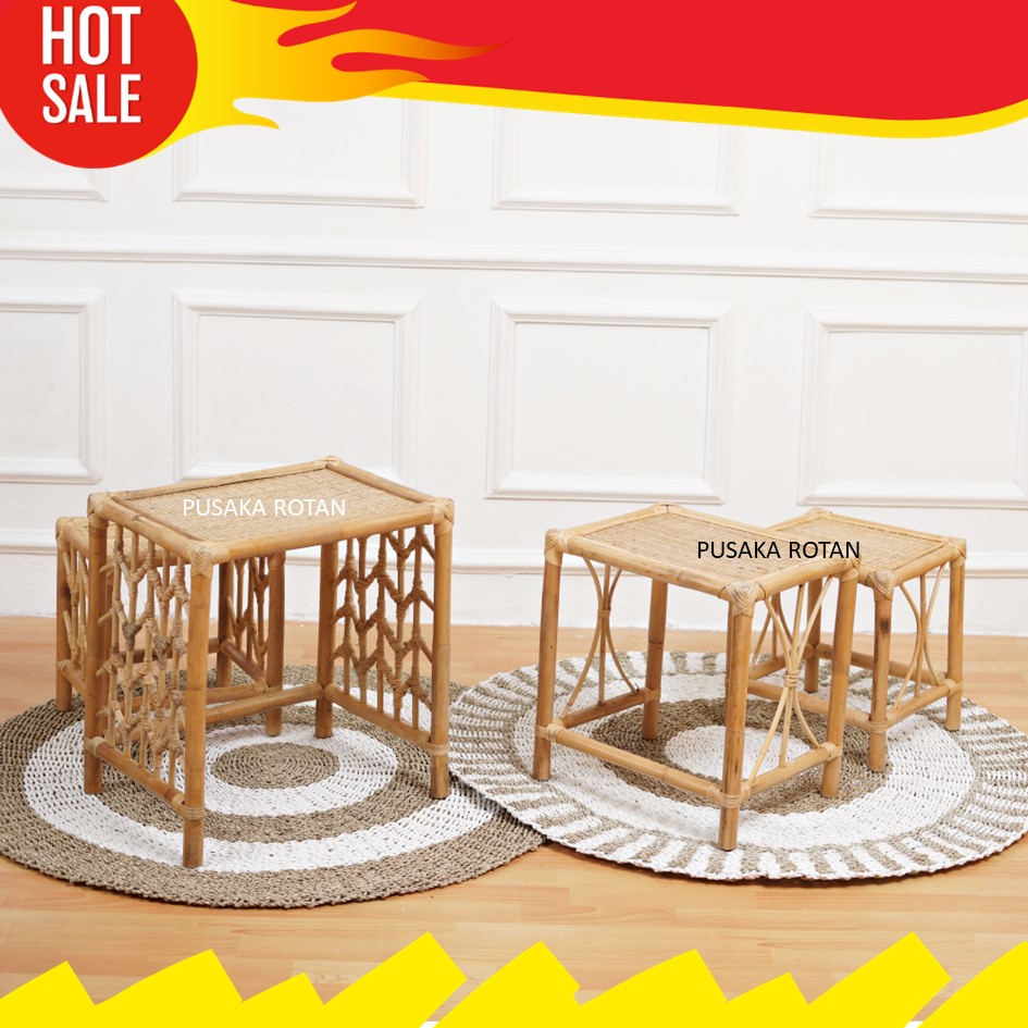 Jual Meja Tamu / Meja Taman / Meja Teras Anyaman Rotan Alami Warna ...