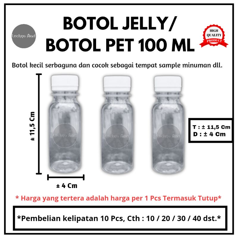 Jual Botol jelly 100ml / Botol Zam Zam 100ml / Botol Pet 100ml / Botol ...