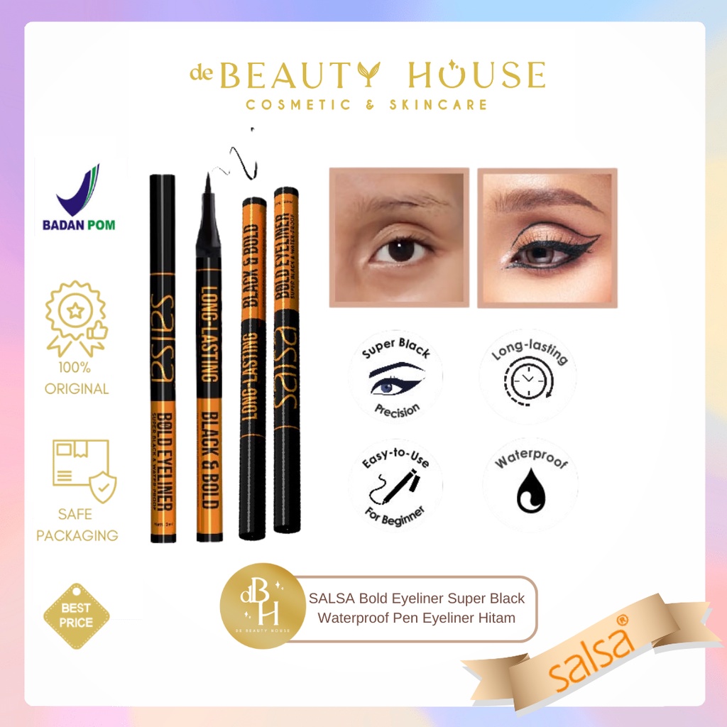 Jual SALSA Bold Eyeliner Super Black Waterproof Pen Eyeliner Hitam ...