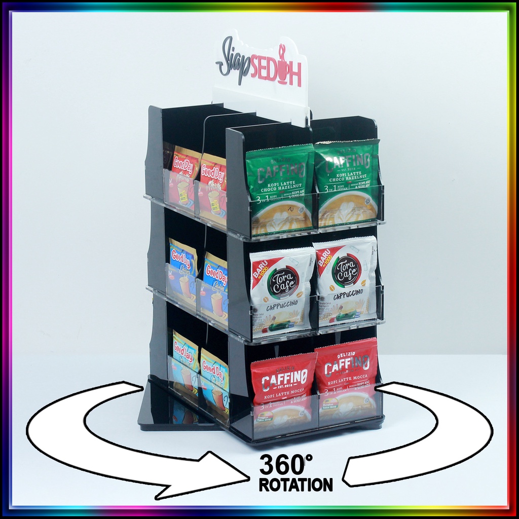 Jual Rak Akrilik Kopi Display Siap Seduh Pedestal Rotate Putar Medium ...