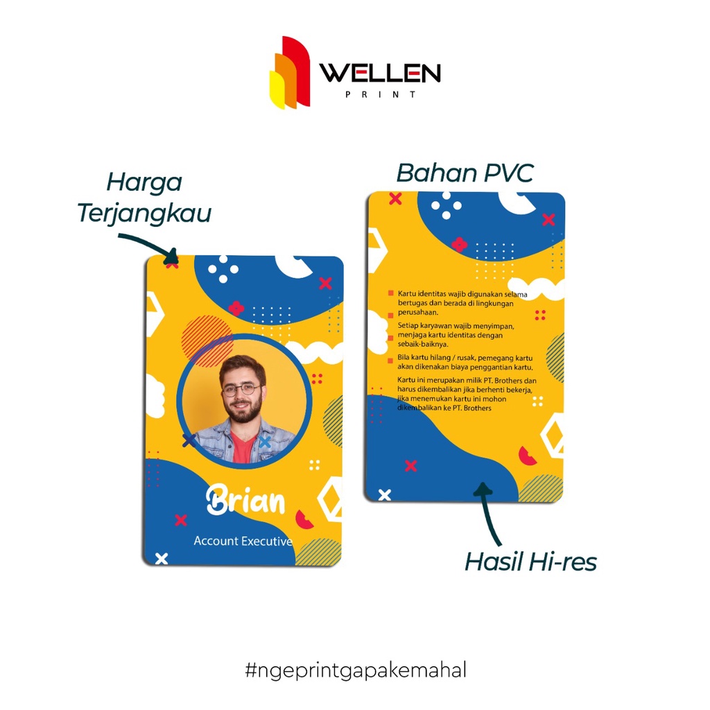 Jual WELLEN PRINT - Cetak Kartu Id card Custom 1 muka / Print Idcard 2 ...
