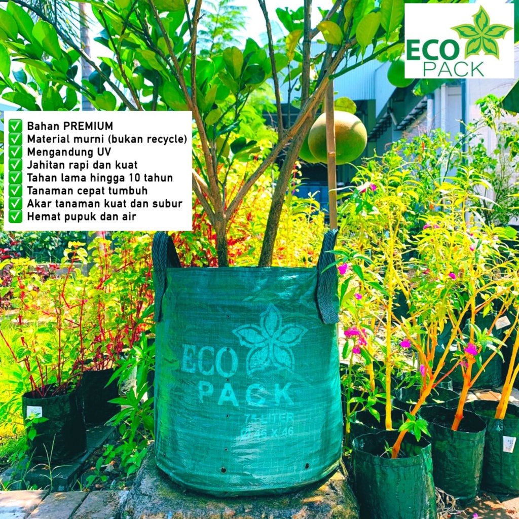 Jual Planter Bag Eco Pack 50 Liter Grow Bag Ecopack Original HDPE Hijau Tabulampot Export ...