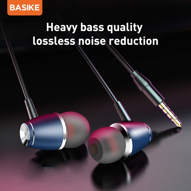 Jual Handsfree Headset BASIKE Super Bass Headset earphone with Mic ...