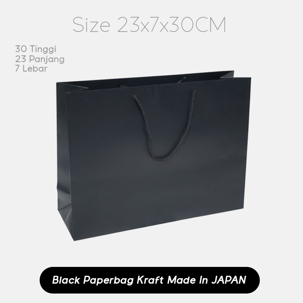 Jual Paper bag hitam polos 23x7x30cm / Paper bag kado mini souvenir wedding packing olshop ...