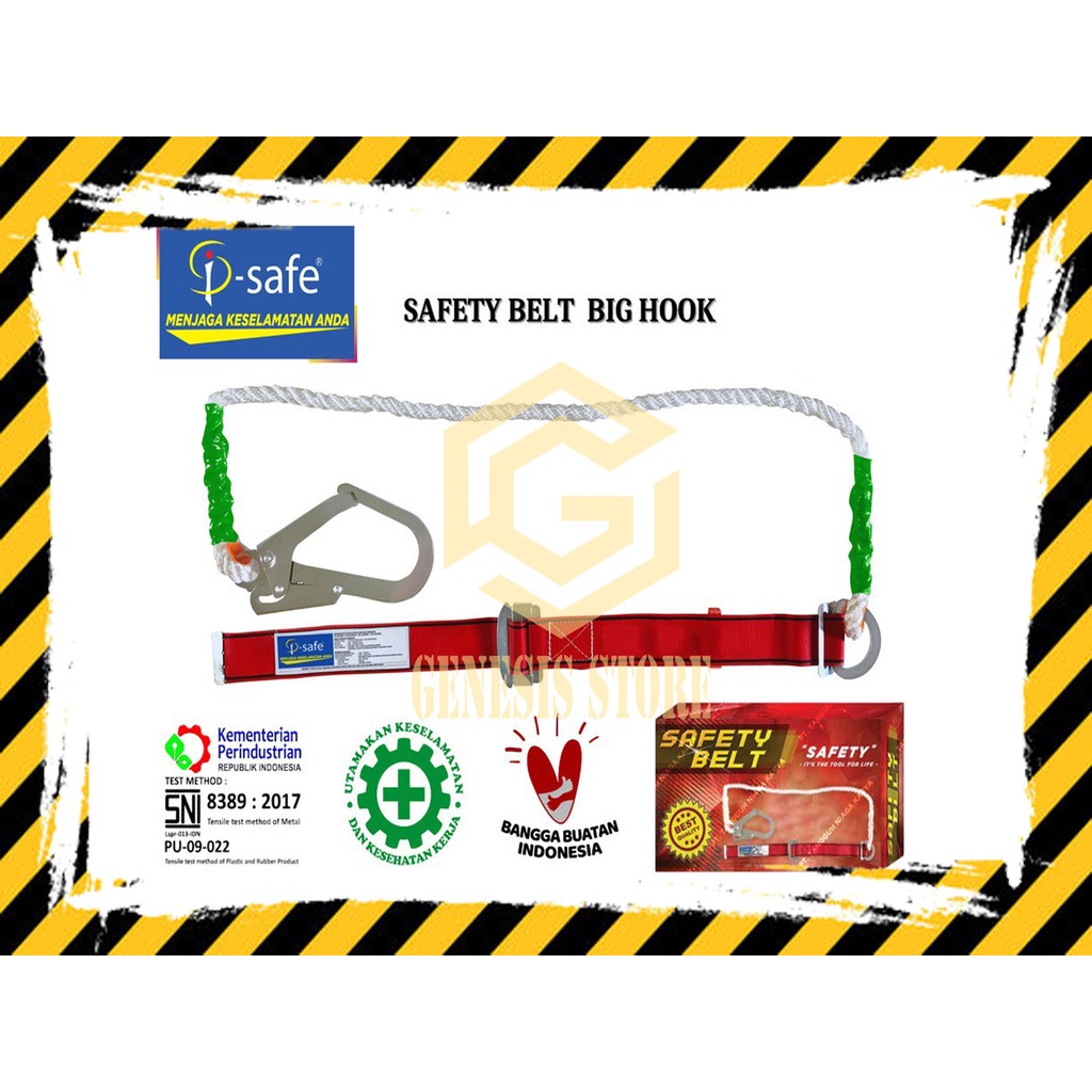 Jual SABUK PENGAMAN KERJA TALI KESELAMATAN SAFETY BELT SINGLE BIG HOOK ...