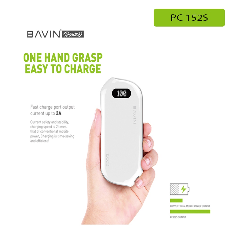 Jual Power Bank 10000 mAh - Black White Hitam Putih 100% ORIGINAL PowerBank Bavin PC-152S ...