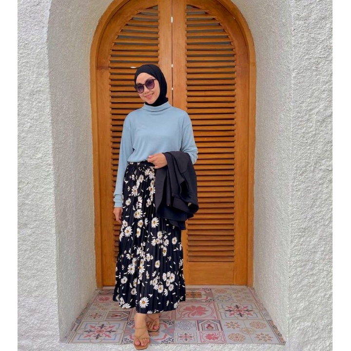 Jual Rok Plisket Motif Bunga Premium / Rok Plisket Motif Bunga Lily ...