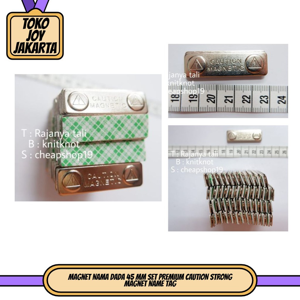 Jual Magnet Nama Dada 45 mm SET PREMIUM CAUTION STRONG Magnet Name Tag ...