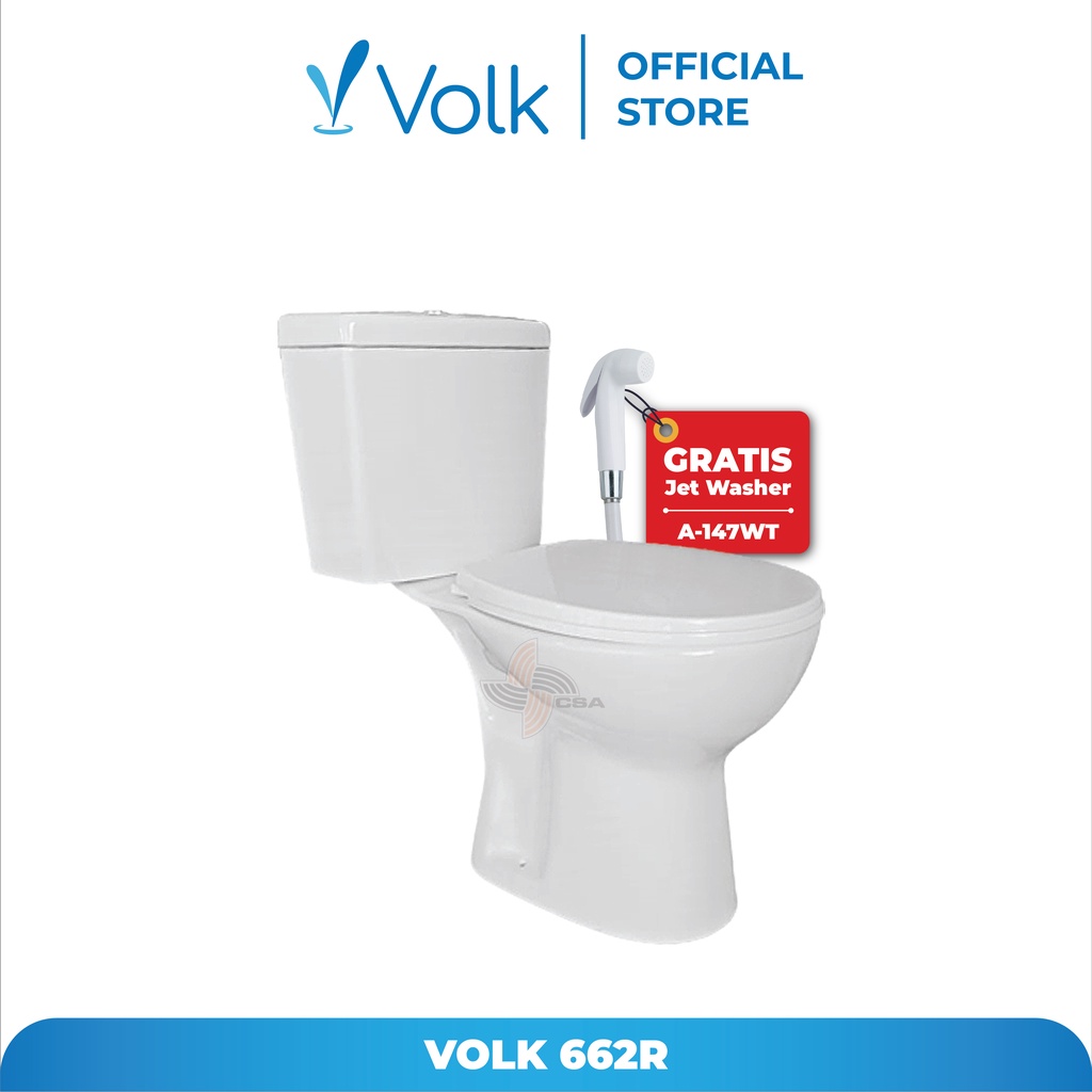 Jual VOLK 662R TWO PIECE TOILET WHITE AS 25CM + Packing Kayu + Jet Washer V147 White | Shopee ...