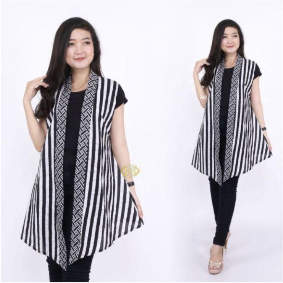 Jual ROMPI SAKU TANPA LENGAN Batik Warna Monokrom Hitam Putih Vest TL ...