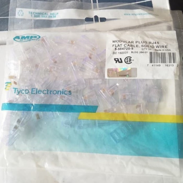 Jual Konektor RJ45 AMP Cat6 / Connector RJ45 AMP Cat 6 - AMP Cat 5e isi ...