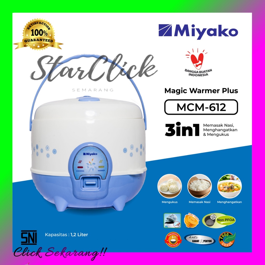 Jual MIYAKO Rice Cooker 3 In 1 MCM-612 / MCM 612 / MCM612 [1.2 Liter ...