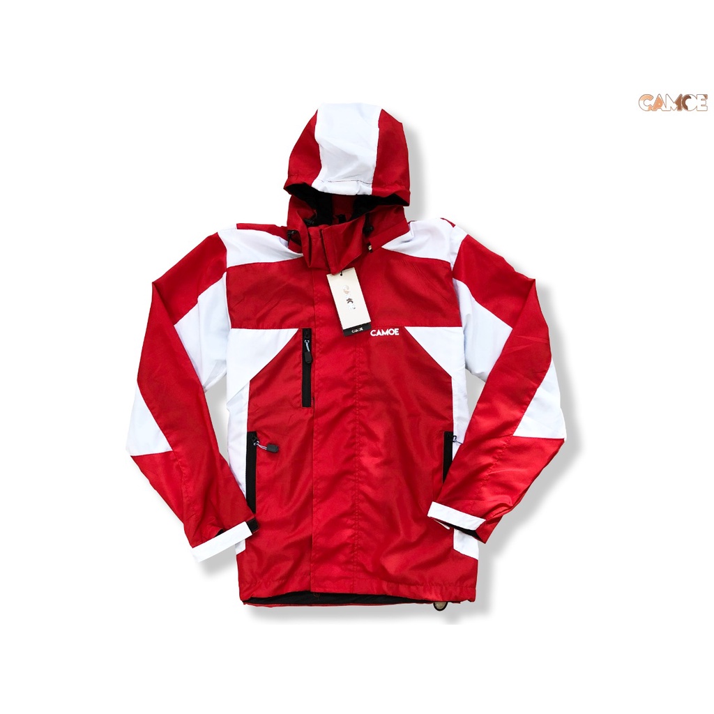 Jual CAMOE Jaket Gunung Outdoor Premium Anti Air Red White Merah Putih ...