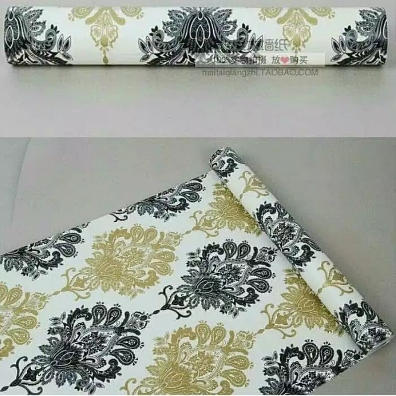 Jual Wallpaper Batik Hitam Gold / Wallpaper Sticker Dinding Sudah Ada ...