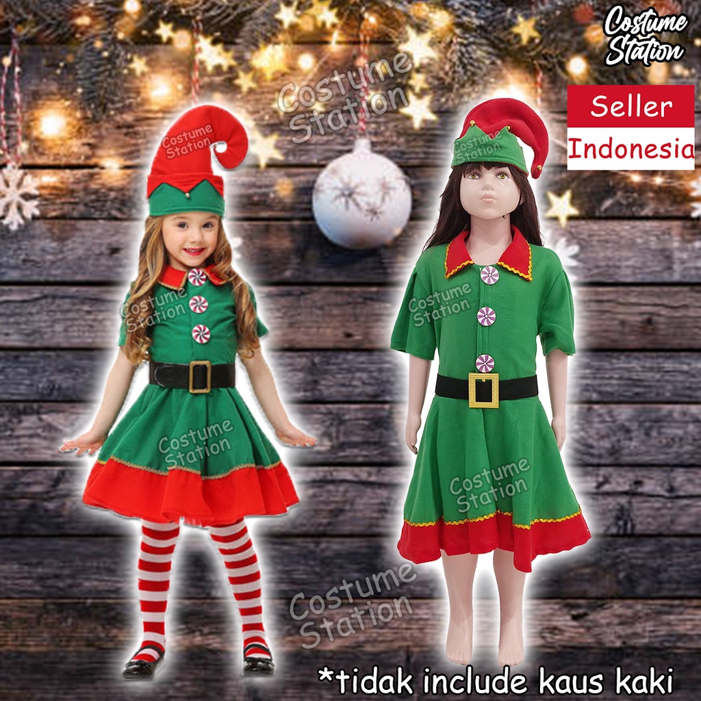 Jual Kostum Green Santa Elf / Costume Peri Kurcaci Hijau Santa Natal ...