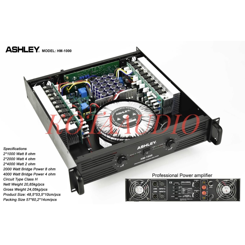 Jual POWER AMPLIFIER ASHLEY HM 1000 / ASHLEY HM1000 ORIGINAL CLASS H ...