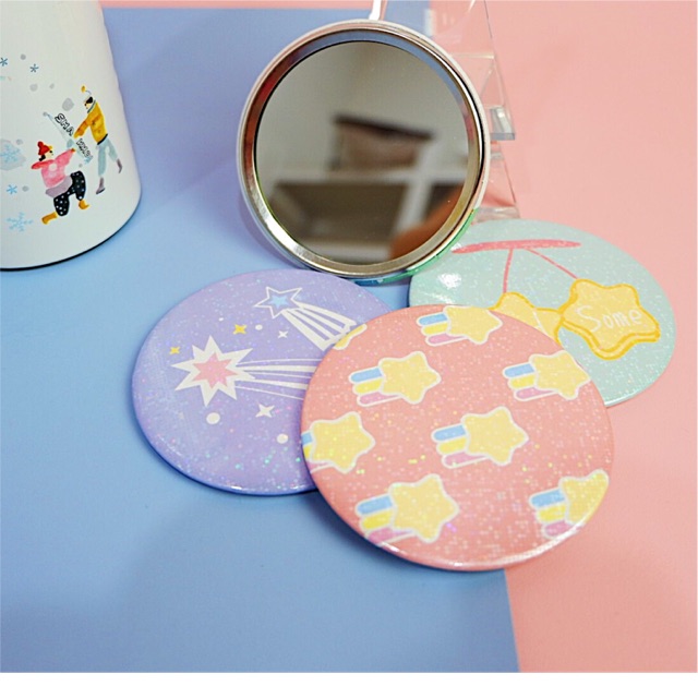 Jual CERMIN BULAT KARAKTER GLOSSY & DOFF / KACA TRAVEL MINI / CERMIN ...