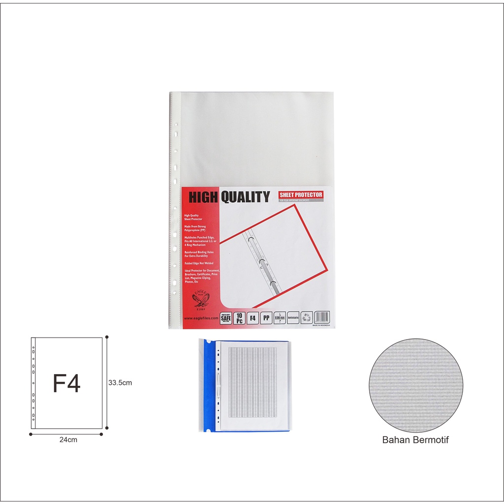 Jual Sheet Protector / PP Pockets / Map Plastik Folio EAGLE Isi 10 pcs ...