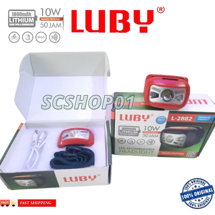 Jual Camping-Senter-Headlamp- Senter Kepala Luby L-2882 10 Watt Baterai ...