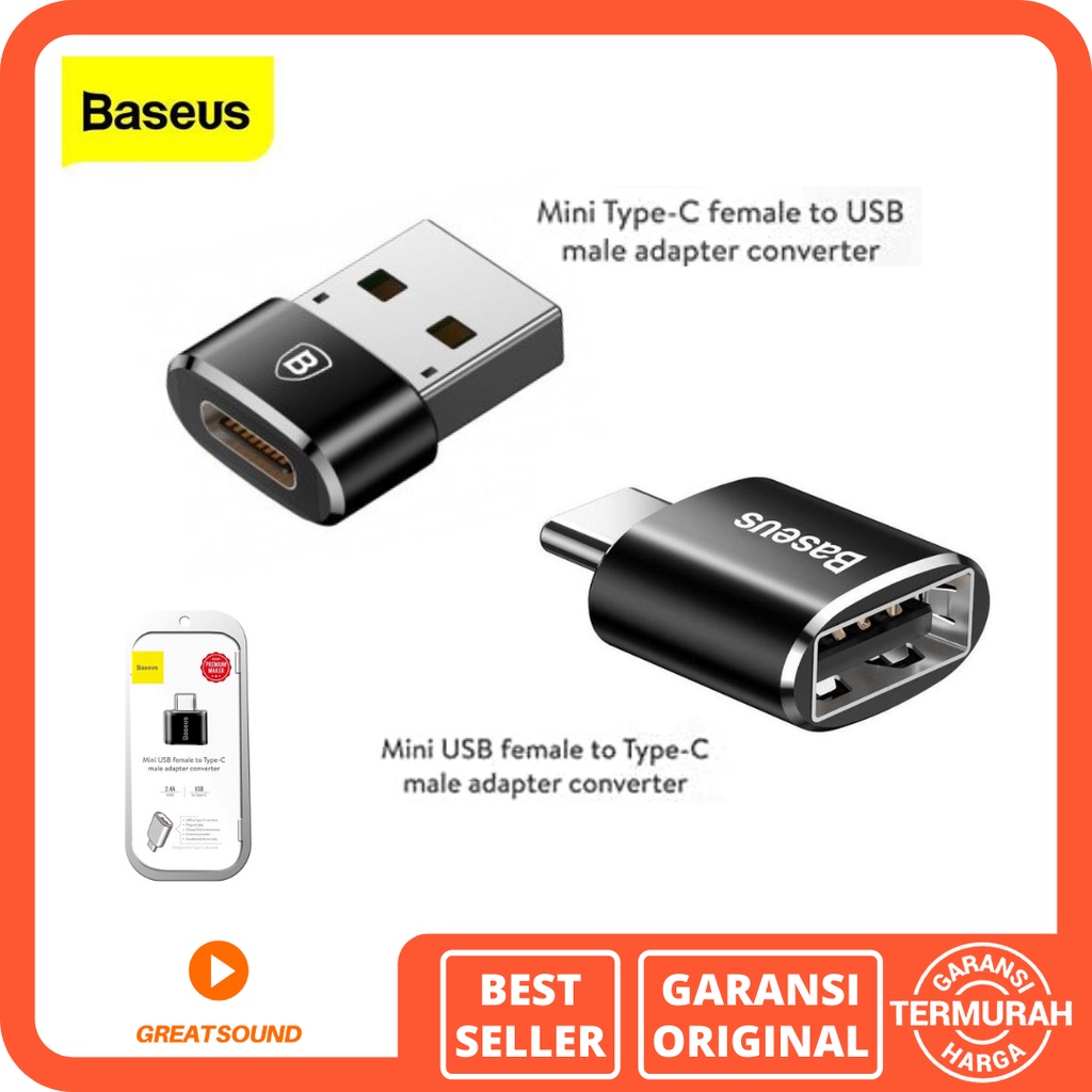 Jual Baseus OTG USB To Type C Female to USB Male Adapter Converter Connector OTG Baseus OTG Type ...