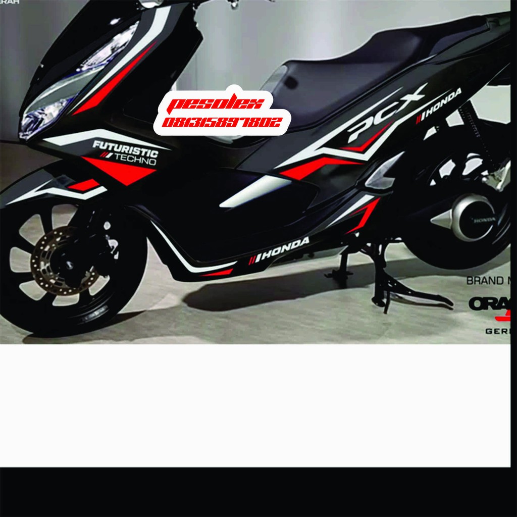 Jual Sticker Cutting pcx Merah Putih k35 motor Hitam | Shopee Indonesia