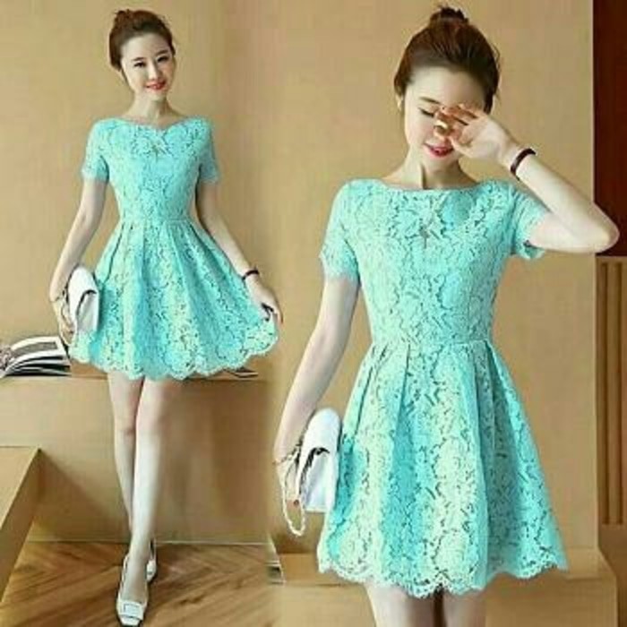 Jual Jual- Dress (M - Fit L) AMALIA - Brokat Furing - Green Murah dan ...
