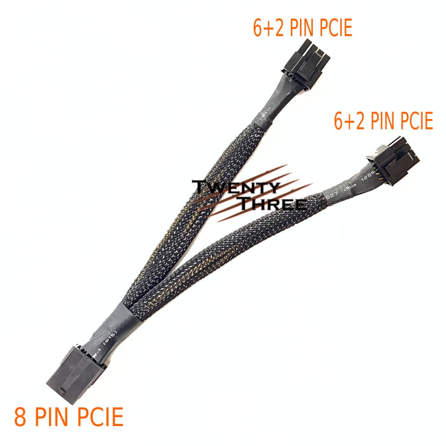Jual Splitter PCIE VGA 8 pin Female to dual 8 pin (6+2) Male Sleeved ...