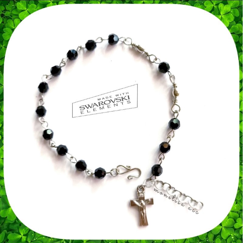 Jual Gelang Rosario Kristal Swarovski SWV7 JET | Shopee Indonesia
