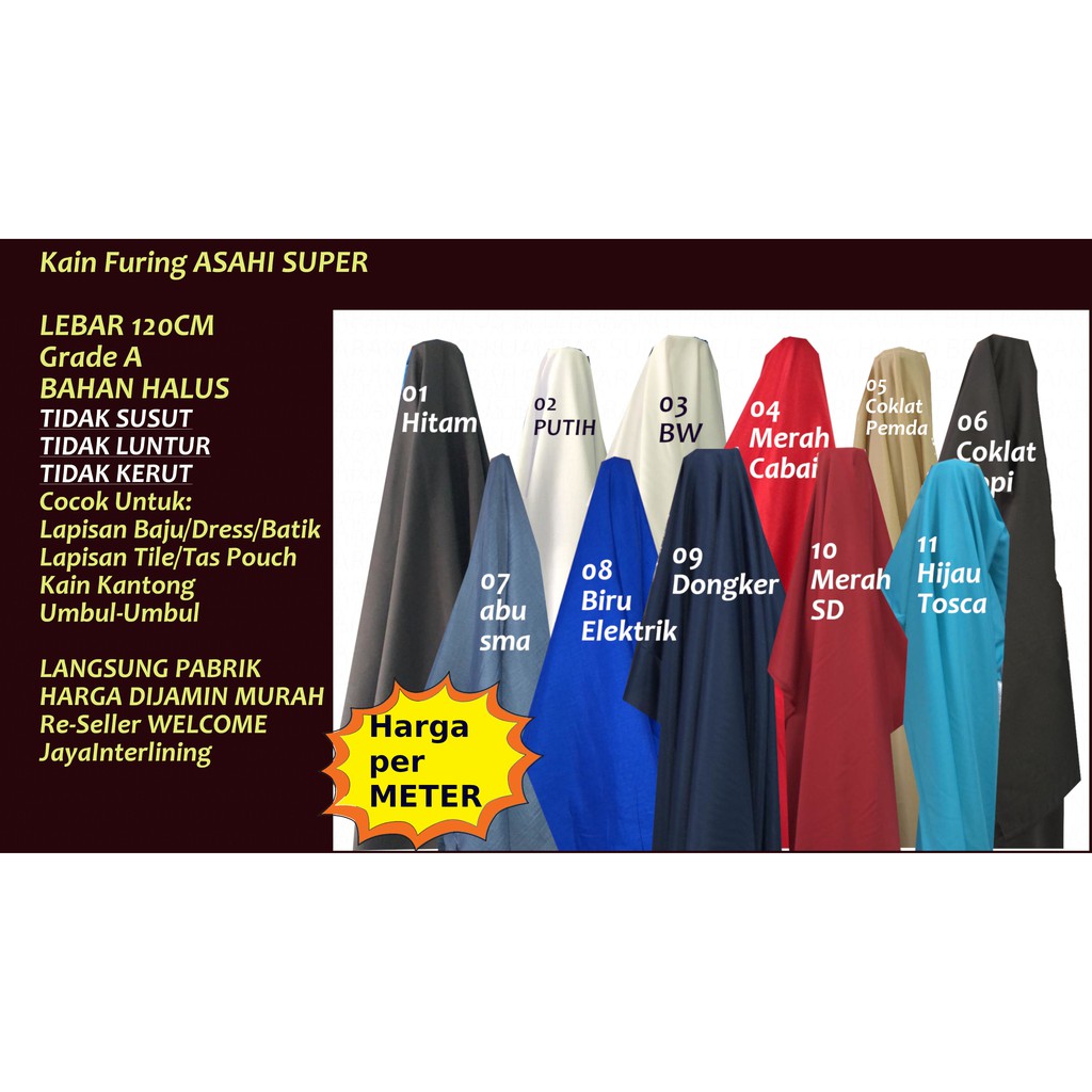 Jual Kain Furing Asahi Super Premium Per Meter Lebar 120CM | Shopee ...