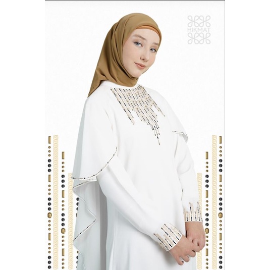 Jual Terbaru Abaya Hikmat A894 White dan black | Shopee Indonesia