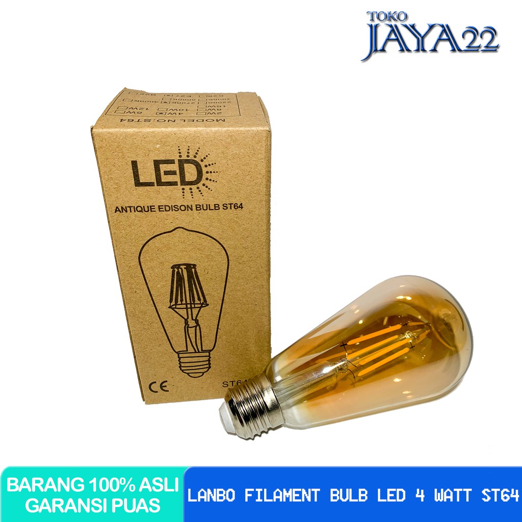 Jual Lampu Led Edison Filament - ST64 - 4 Watt Kuning | Shopee Indonesia