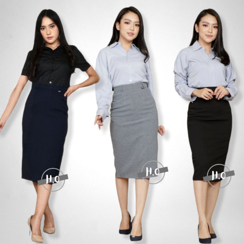 Jual Rok Span Hitam Pendek Kerja Polos 7 8 Bahan Dasar Kantor Formal ...