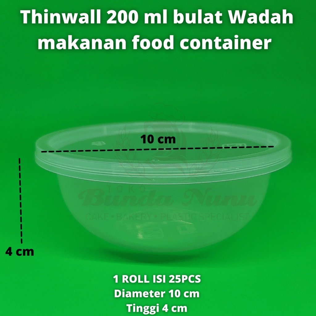 Jual Thinwall 200ml Bulat Wadah Makanan Food Container + Tutup | Shopee ...