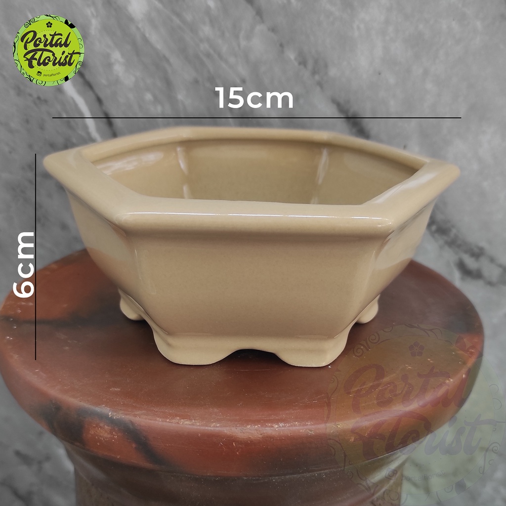 Jual Pot Bonsai Segi Enam Keramik | Shopee Indonesia