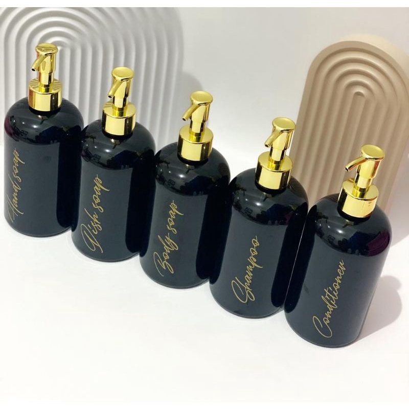 Jual Botol Hitam 360ml Gold New Luxury, aesthetic bottle minimalist ...