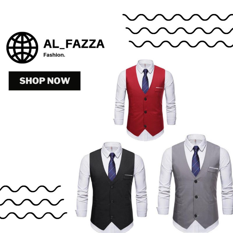 Jual Rompi Formal Jas Pria Warna Solid Suit Rompi Single Breasted ...