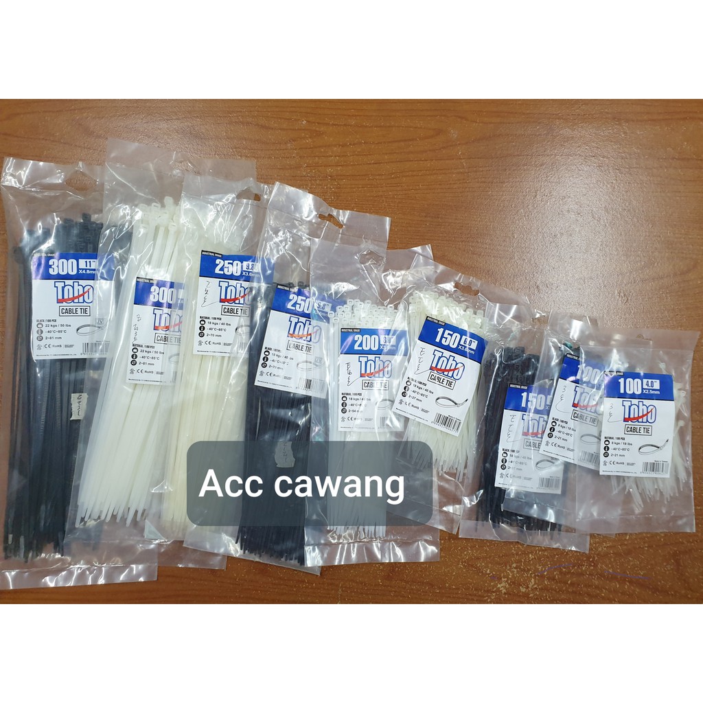 Jual Kabel Ties Toho 200 / 8 in / 20cm x 3.6mm Industrial Grade Hitam Putih | Shopee Indonesia