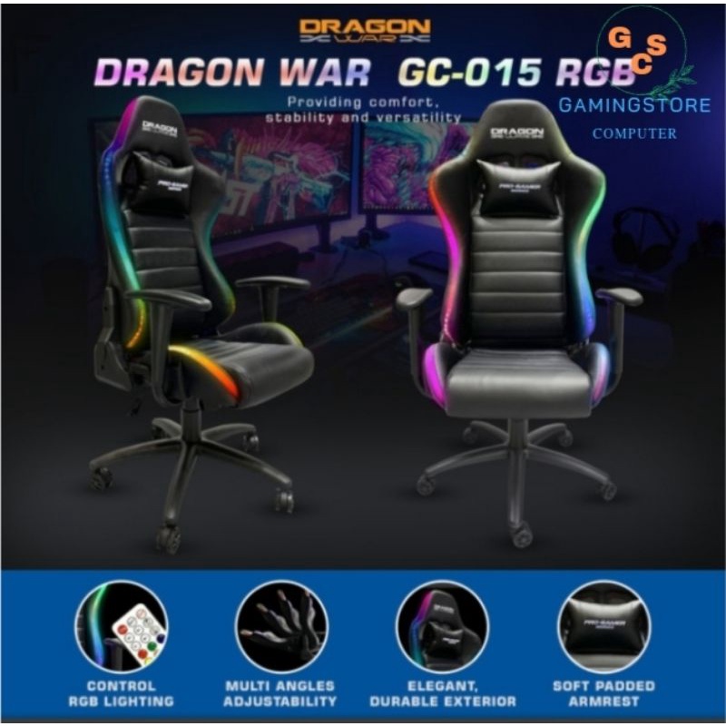 Jual DragonWar GC015 / GC-015 Lightning RGB Kursi Gaming - Gaming Chair ...