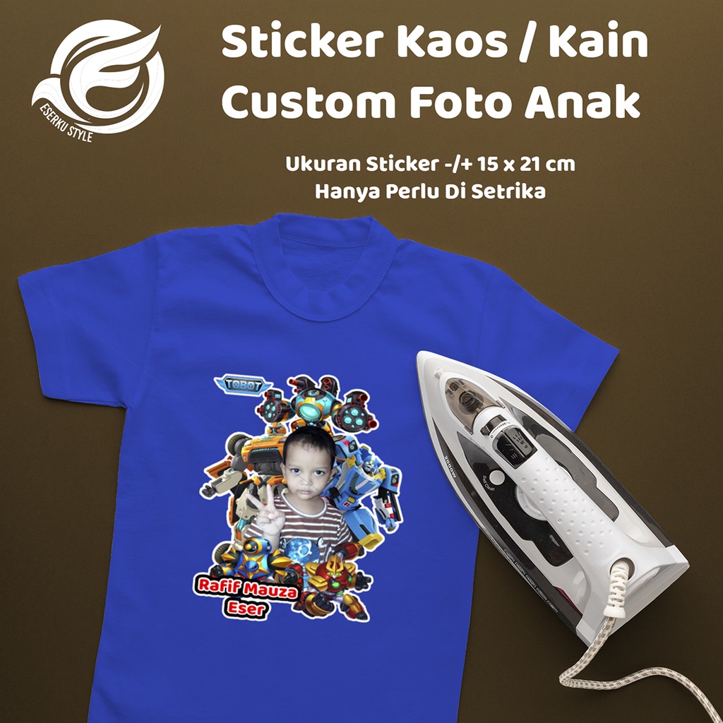 Jual Sticker Kaos/Kain Sablon Setrika Custom Foto Anak Sticker Iron ...