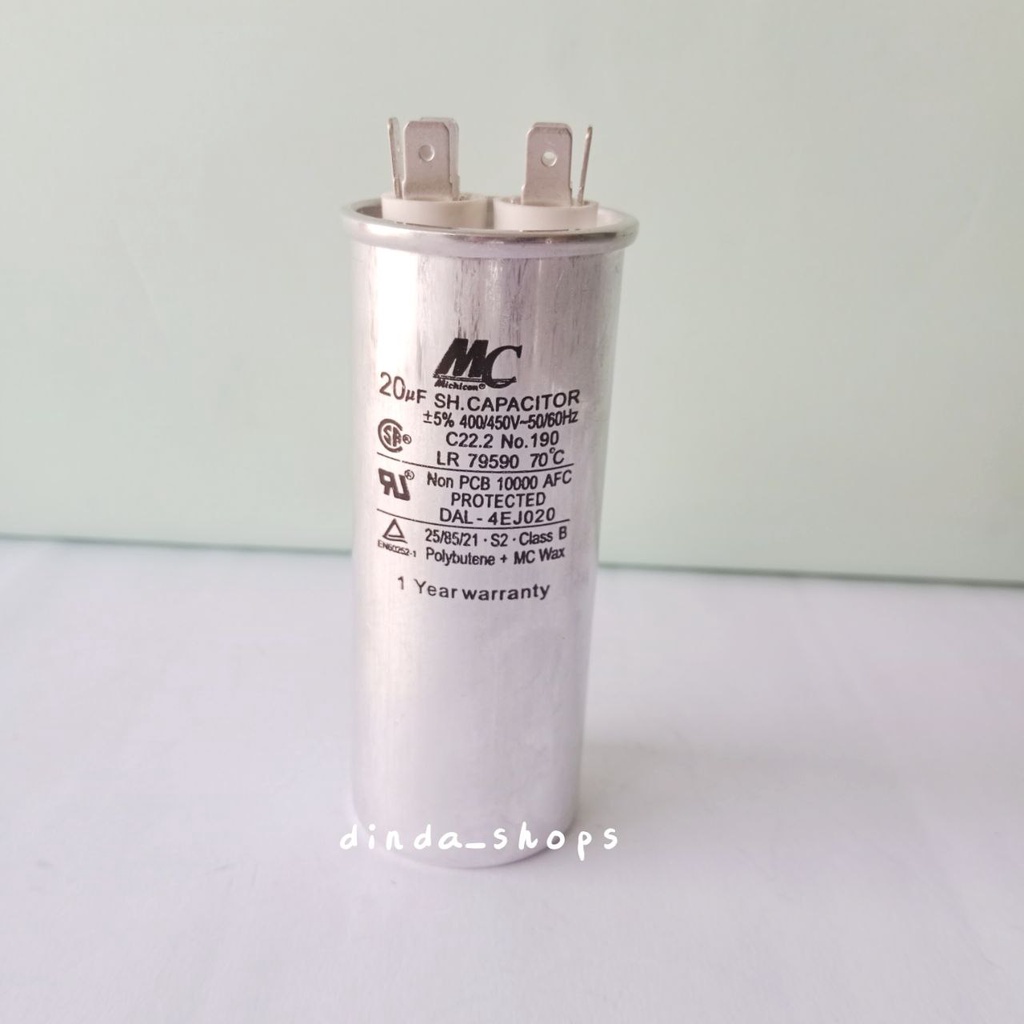 Jual KAPASITOR AC 20 MIKRO CAPASITOR AC 20UF CAPASITOR 20UF 400/450 VAC | Shopee Indonesia
